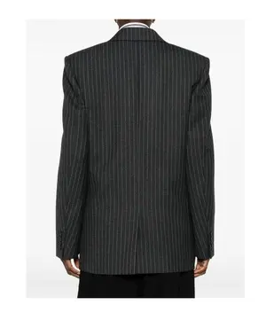 Saint Laurent Double-breasted Pinstripe Jacket - Grey