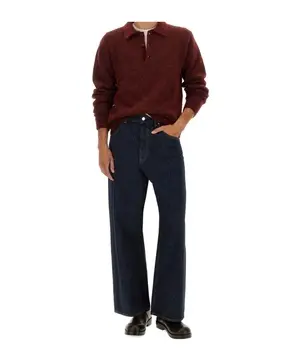 SUNFLOWER Logo Patch Wide-leg Jeans - Black