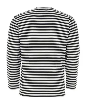 Play Comme Des Garcon Comme Des Garçons Play Striped Red Heart Long-sleeved T-shirt - Black