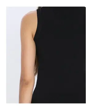 Loewe Anagram Embroidered Ribbed Top - Black