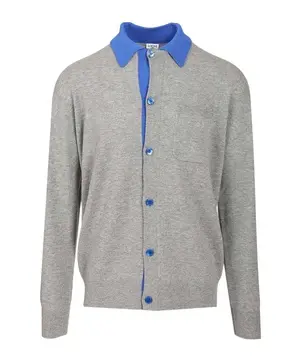 Loewe Polo Collar Buttoned Cardigan - Gray