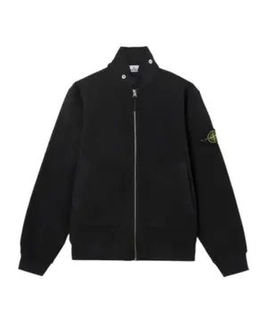 Stone Island Logo Patch Zip-up Track Jacket - Black