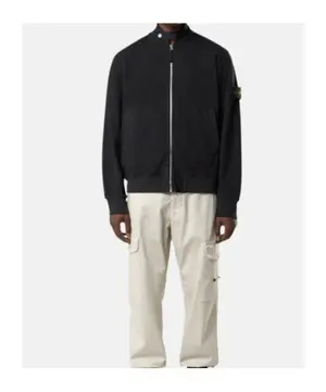 Stone Island Logo Patch Zip-up Track Jacket - Black