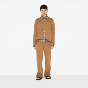 Burberry Check-trim Wide-leg Joggings Trousers - Brown