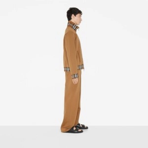Burberry Check-trim Wide-leg Joggings Trousers - Brown