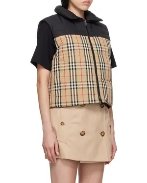 Burberry Vintage Check Hooded Down Gilet - Black