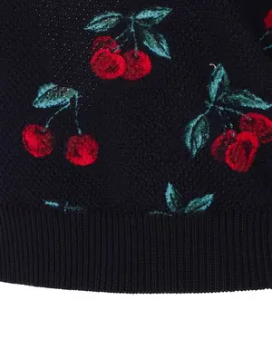 TWINSET Short Sleeve Cherry Print Knit Top