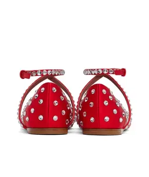 Amina Muaddi Embellished Ballet Flats With Ankle Strap