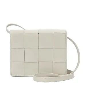 Bottega Veneta Mini Cassette Woven Clamshell Shoulder Bag - Plaster