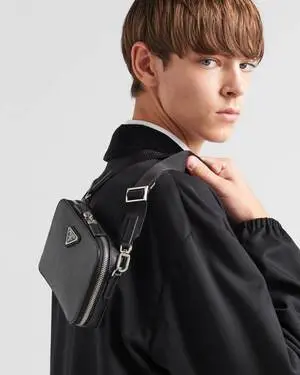 Prada Logo Plaque Zipped Shoulder Bag