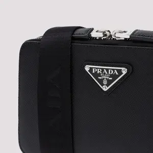 Prada Logo Plaque Zipped Shoulder Bag