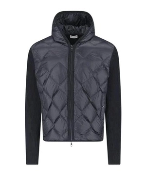 Moncler Quilted Puffer Gilet With Ribbed Sleeves - Black