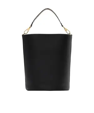 Burberry Logo Printed Medium Bucket Bag - Black