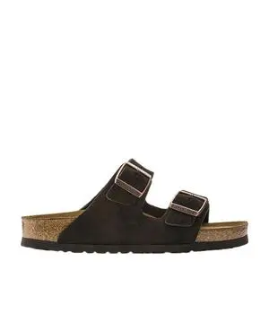 BIRKENSTOCK Suede Logo Slides - Black