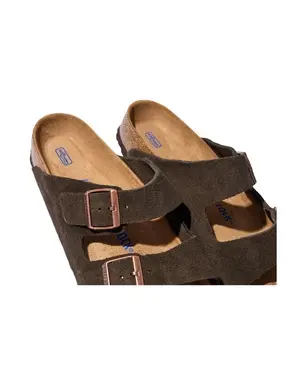 BIRKENSTOCK Suede Logo Slides - Black