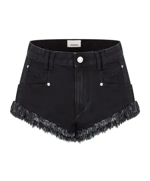 Isabel Marant Étoile Eneidala Frayed Hem Denim Shorts - Black