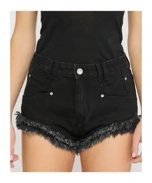Isabel Marant Étoile Eneidala Frayed Hem Denim Shorts - Black