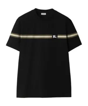 Burberry Striped-detail Cotton T-shirt - Black