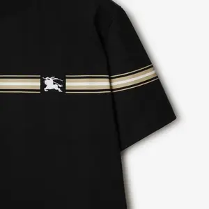 Burberry Striped-detail Cotton T-shirt - Black