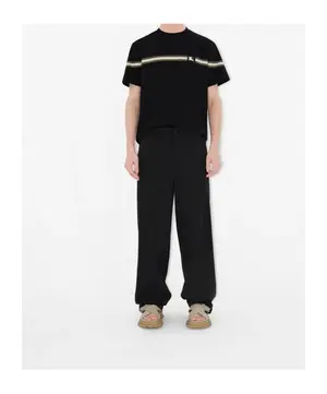 Burberry Striped-detail Cotton T-shirt - Black