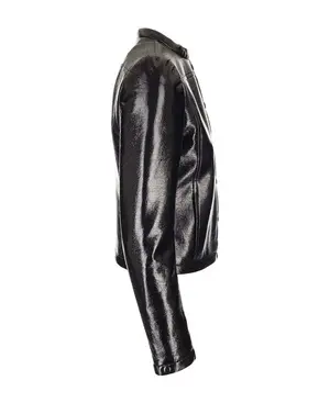 COURREGES Courrèges Vinyl Logo Patch Biker Jacket - Black