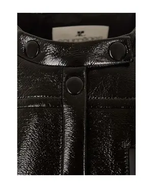 COURREGES Courrèges Vinyl Logo Patch Biker Jacket - Black