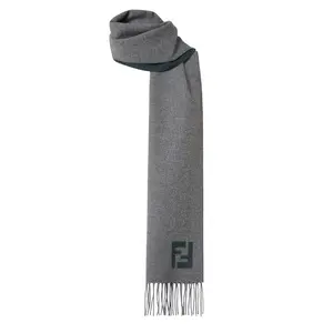 Fendi Ff Motif Fringed-edge Scarf - Grey