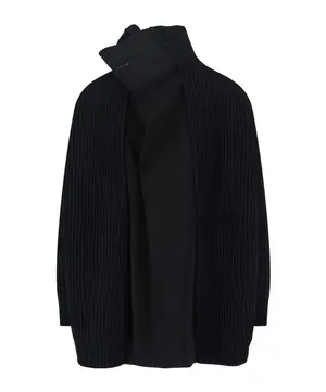 MAISON MARGIELA Ribbed Knit Cardigan Dress - Black