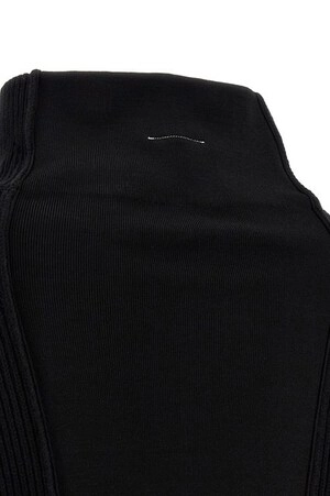 MAISON MARGIELA Ribbed Knit Cardigan Dress - Black