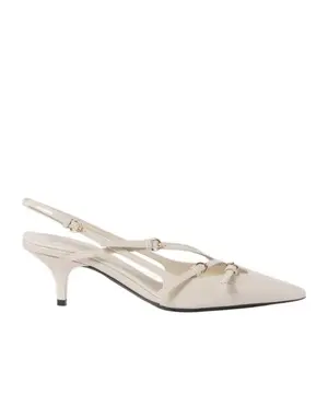 Miu Miu Pointed Toe Slingback Pumps With Metal Buckles - Nude