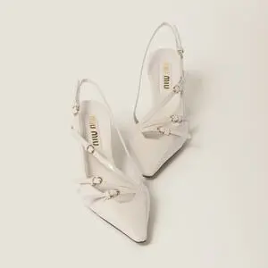 Miu Miu Pointed Toe Slingback Pumps With Metal Buckles - Nude