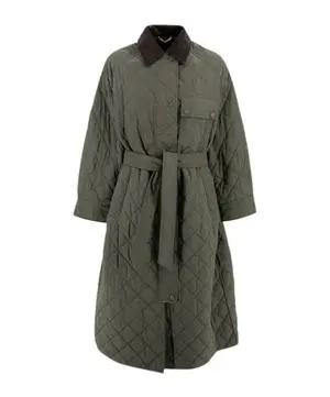 Max Mara Long Quilted Coat With Belted Waist - No