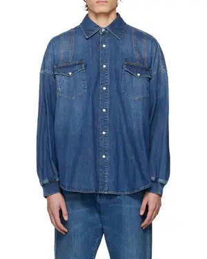 Alexander McQueen Buttoned Denim Shirt - Blue