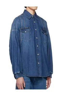 Alexander McQueen Buttoned Denim Shirt - Blue