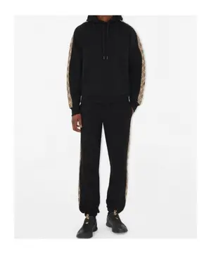 Burberry Ekd Embroidered Checked Drawstring Hoodie