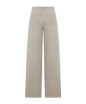 Fendi Logo Detailed Wide-leg Jeans