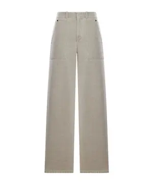 Fendi Logo Detailed Wide-leg Jeans - Nude