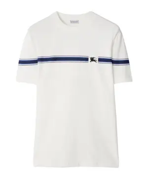 Burberry Logo Embroidered Striped T-shirt