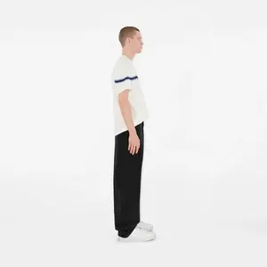 Burberry Logo Embroidered Striped T-shirt