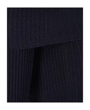 GANNI Melange Knitted Off-shoulder Maxi Dress - Dark Blue