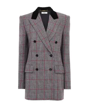 Chloé Double-breasted Plaid Blazer