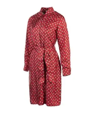 Max Mara Printed Long Sleeve Belted Dress