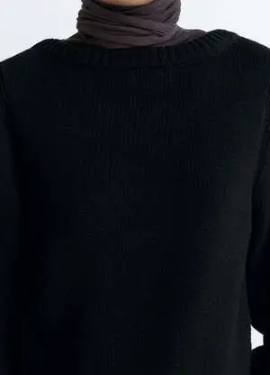 LEMAIRE Long-sleeved Crewneck Jumper With Side Slits - Black