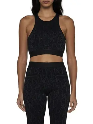 Palm Angels Monogram Jacquard Knitted Bra Top