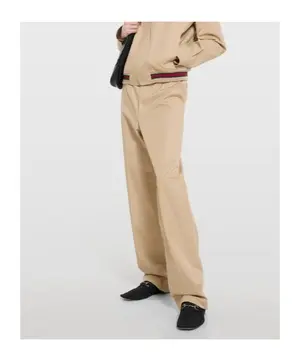 Gucci Embroidered Cotton Twill Trousers - Sand-colored