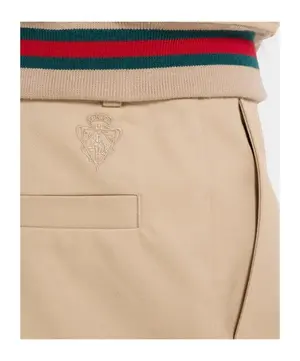 Gucci Embroidered Cotton Twill Trousers - Sand-colored
