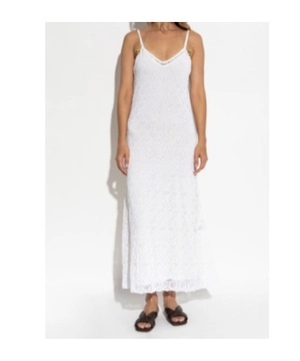 Bottega Veneta Open Knit V-neck Midi Dress