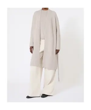 Max Mara Long-sleeved Ribbed Cardigan With Belt