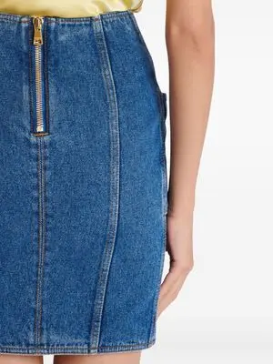 Balmain Belted Denim Mini Skirt