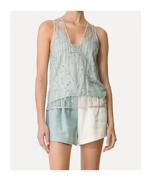 FORTE_FORTE Embellished V-neck Sleeveless Top